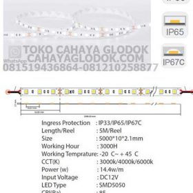 Jual LED Strip COB 220V 50M 3000K / 6500K - Cahaya Glodok