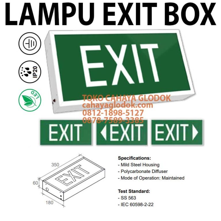 Lampu EXIT BOX LED Kotak Single Side - Cahaya Glodok